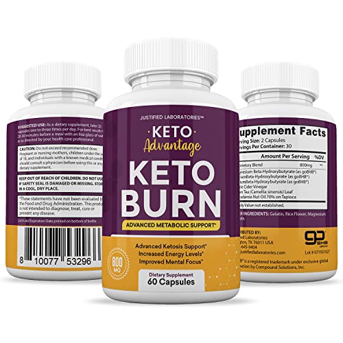 (5 Pack) Keto Advantage Keto Burn Pills Includes Apple Cider Vinegar goBHB Exogenous Ketones Advanced Ketogenic Supplement Ketosis Support for Men Women 300 Capsules