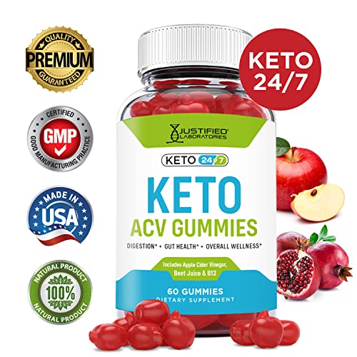 Keto 24/7 ACV Gummies 1000MG with Pomegranate Juice Beet Root B12 60 Gummys