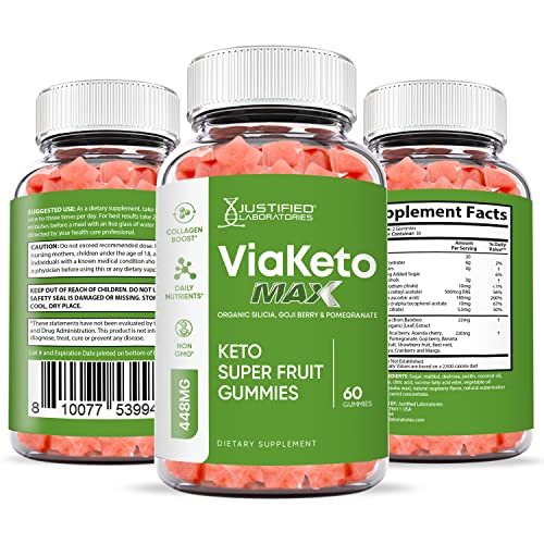 Viaketo Max Keto Gummies Via Keto Collagen Booster Contains Organic Silica Bamboo Acai Berry with Pomegranate Juice 60 Gummys