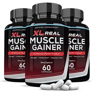 (3 pack) xl real muscle gainer all natural advanced men’s heath formula 60 capsules