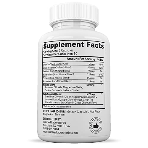 Justified Laboratories Algarve Keto ACV Max Pills 1675 MG Formulated with Apple Cider Vinegar Keto Support Blend 60 Capsules