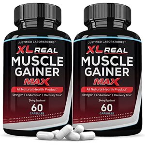 (2 pack) xl real muscle gainer max 1600mg all natural advanced men’s heath formula 120 capsules