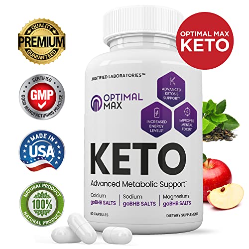 Optimal Max Keto Pills Includes Apple Cider Vinegar Patented goBHB® Exogenous Ketones Advanced Ketogenic Supplement Ketosis Support for Men Women 60 Capsules