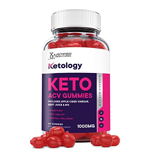 Justified Laboratories Ketology Keto ACV Gummies 1000MG with Pomegranate Juice Beet Root B12 60 Gummys