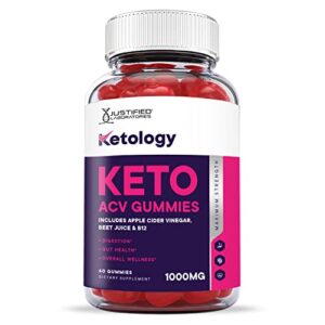 Justified Laboratories Ketology Keto ACV Gummies 1000MG with Pomegranate Juice Beet Root B12 60 Gummys