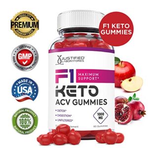 Justified Laboratories F1 Keto ACV Gummies 1000MG with Pomegranate Juice Beet Root B12 60 Ketos Gummys