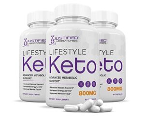 (3 pack) lifestyle keto pills 800mg includes patented gobhb® exogenous ketones advanced ketosis support for men women 180 capsules