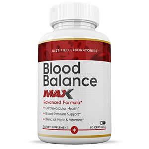 Justified Laboratories Blood Balance Max 1295MG Formula All Natural Supplement Pills 60 Capsules