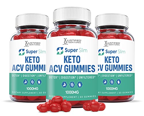 Justified Laboratories (3 Pack) Super Slim Keto ACV Gummies 1000MG with Pomegranate Juice Beet Root B12 180 Gummys