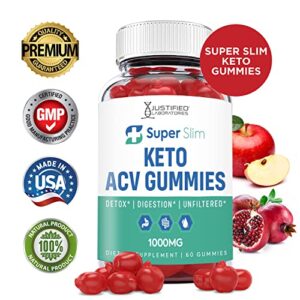 Justified Laboratories (3 Pack) Super Slim Keto ACV Gummies 1000MG with Pomegranate Juice Beet Root B12 180 Gummys