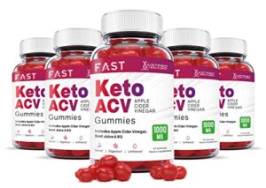 justified laboratories (5 pack) fast keto acv gummies 1000mg with pomegranate juice beet root b12 600 gummys