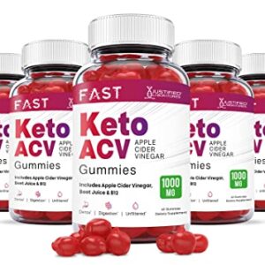 Justified Laboratories (5 Pack) Fast Keto ACV Gummies 1000MG with Pomegranate Juice Beet Root B12 600 Gummys