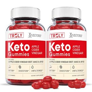 Justified Laboratories (2 Pack) Truly Keto ACV Gummies 1000MG with Pomegranate Juice Beet Root B12 120 Gummys