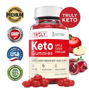 Justified Laboratories (2 Pack) Truly Keto ACV Gummies 1000MG with Pomegranate Juice Beet Root B12 120 Gummys