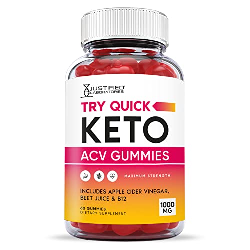 Justified Laboratories (2 Pack) Try Quick Keto ACV Gummies 1000MG with Pomegranate Juice Beet Root B12 120 Gummys