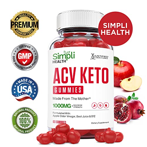 (3 Pack) Simpli Health ACV Keto Gummies 1000MG with Pomegranate Juice Beet Root B12 180 Gummys