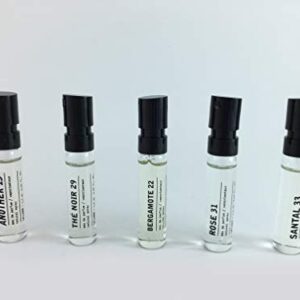 Le Labo Discovery Set - An0ther 13, Bergamote 22, Rose 31, Santal 33 and The Noir 29 - .05 ounce Unisex Spray Samples