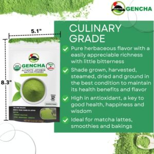 GENCHA Matcha Green Tea Powder, Japanese Organic Matcha Powder (Premium Second Harvest Culinary Grade, 3.52 oz) 2023 New Launch Directly from Japan