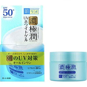 rohto new hadalabo gokujun all in one uv white gel spf50+^pa++++ – 90g (green tea set)