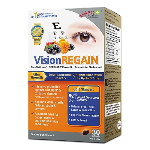 LABO Nutrition VisionREGAIN - Smart Liposomal Delivery, up to 8X Higher Absorption, 20mg FloraGLO Lutein, zeaxanthin, Superba Krill, AstaReal Astaxantin, Supports Vision Health, Blue Light Protection