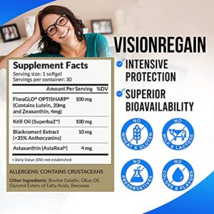 LABO Nutrition VisionREGAIN - Smart Liposomal Delivery, up to 8X Higher Absorption, 20mg FloraGLO Lutein, zeaxanthin, Superba Krill, AstaReal Astaxantin, Supports Vision Health, Blue Light Protection