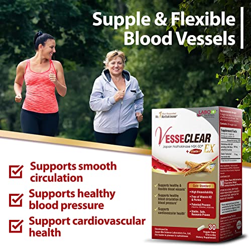 LABO Nutrition VesseCLEAR EX + VesseCLEAR CX: Nattokinase NSK-SD + Elastin F + Gamma Oryzanol, for Clean & Flexible Blood Vessel, for Cardiovascular, Blood Pressure & Circulation Support