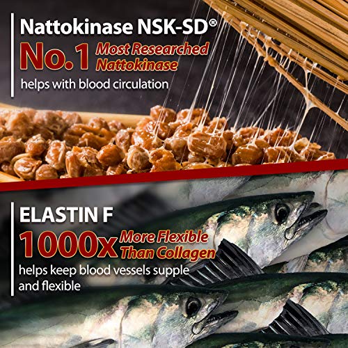 LABO Nutrition VesseCLEAR EX + VesseCLEAR CX: Nattokinase NSK-SD + Elastin F + Gamma Oryzanol, for Clean & Flexible Blood Vessel, for Cardiovascular, Blood Pressure & Circulation Support