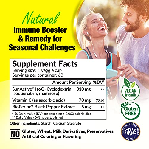 LABO Nutrition Perfect Quercetin SunActive IsoQ Bioflavonoids, 25x More Bioavailable Than Quercetin for Immune, Antioxidant, Allergy and Cardiovascular Support - Helps Improve Anti-Inflammatory - 60s