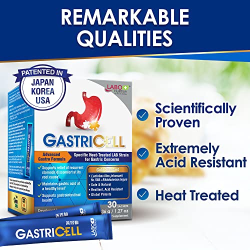 GASTRICELL - Eliminate H. Pylori, Relieve Acid Reflux and Heartburn, Regulate Gastric Acid - Targets The Root Cause of Recurring Gastric Problems, Natural Defence Against Gastric Distress -30 sachets