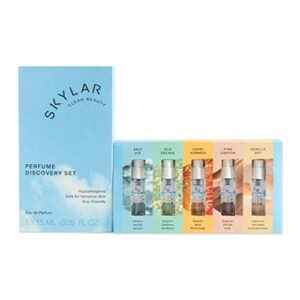 skylar eau de parfum discovery set: clean perfume samples for women & men – mini perfume set, mini perfumes for women, fragrance sets – hypoallergenic & vegan – 5×1.5ml fresh perfume samples