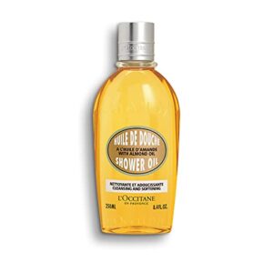 l’occitane cleansing and softening almond shower oil, 8.4 fl oz, clear