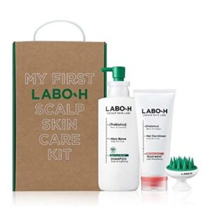 labo-h probiotics hair loss symptom relief scalp skin care kit, shampoo scalp strengthening 400ml / 13.5 fl oz + probiotics hair loss symptom relief scalp strengthening treatment 200ml / 6.8 fl oz