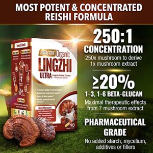 LABO Nutrition Bioactive Organic Lingzhi / Reishi Ultra for Immune Support, Vitality, USDA Organic, 7 Medicinal Mushroom Supplement, Cordyceps, Maitake, Turkey Tail, Agaricus blazei Murill, Shiitake