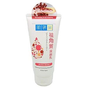 #mg hada labo softening & exfoliating face wash (jojoba beads) 100g -help to gently polish away dead skin cells for softer and smoother skin