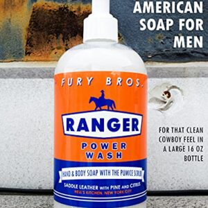 Fury Bros. Supra 56 Premium Hand & Body Power Wash From Cedar, Sandalwood, Patchouli | All Natural, Vegan Friendly With Pumice Scrub | Made In The USA | 16 oz