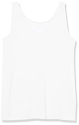 Amazon Essentials Women's Jersey Standard-Fit V-Neck Scoopback Tank Top (Previously Daily Ritual), White, Medium