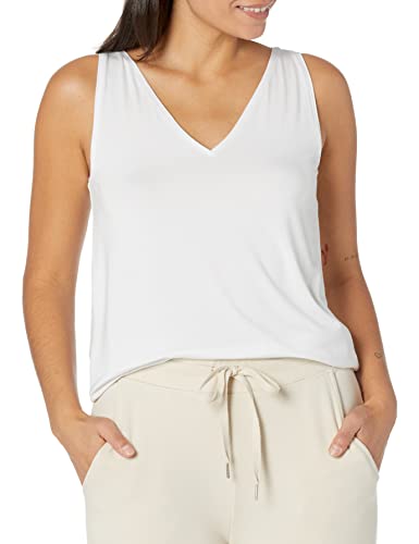 Amazon Essentials Women's Jersey Standard-Fit V-Neck Scoopback Tank Top (Previously Daily Ritual), White, Medium