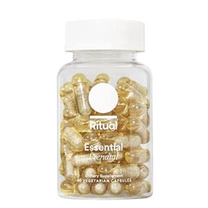 ritual prenatal vitamin: folate & choline for neural tube support, omega-3 dha for fetal brain development, iron, calcium-helper d3 & k2, non-gmo, citrus essenced, 30 day supply, 60 vegan capsules