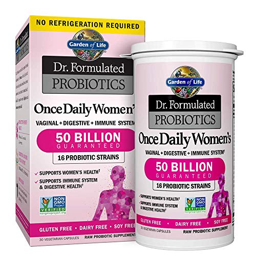 Dr. Formulated Probiotics for Women & Prebiotics, 50 Billion CFU for Women’s Daily Digestive Vaginal & Immune Health, Garden of Life 16 Probiotic Strains Shelf Stable No Gluten Dairy Soy, 30 Capsules