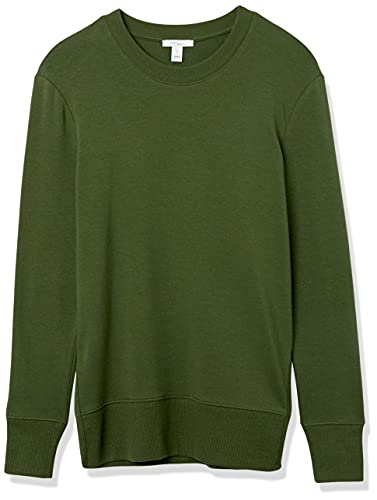 Daily Ritual Women's Long-Sleeve Crewneck Sweatshirt with Side Cutouts, Dark Olive, Medium