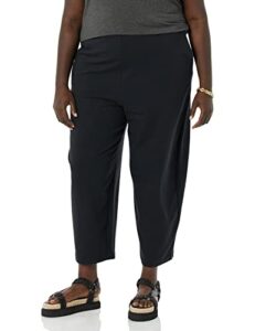 daily ritual women’s terry cotton & modal barrel-leg sweatpant, black, large