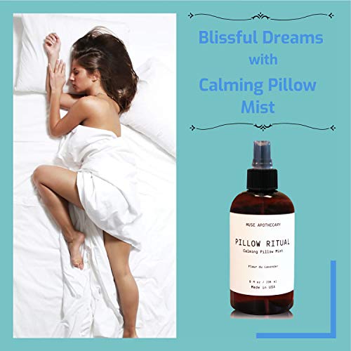 Muse Bath Apothecary Pillow Ritual - Aromatic, Calming and Relaxing Pillow Mist, Linen and Fabric Spray - Infused with Natural Aromatherapy Essential Oils - 8 oz, Fleur du Lavender