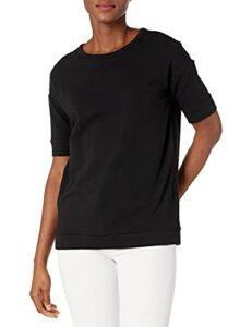 daily ritual women’s terry cotton and modal slouchy short-sleeve sweatshirt, black, medium