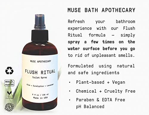 Muse Bath Apothecary Flush Ritual - Aromatic & Refreshing Toilet Spray, Use Before You Go, 8 oz, Infused with Natural Essential Oils - Aloe + Eucalyptus + Lavender, 2 Pack