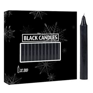 20 pcs Black Candles-Magic Ritual Small Mini Spell Chime Candles-for Pagan and Witchcraft Altars-4 inch X 1/2 inch Diameter - 1.5 Hour Burn Time