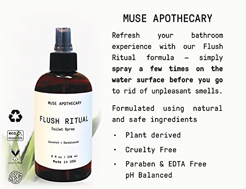 Muse Bath Apothecary Flush Ritual - Aromatic & Refreshing Toilet Spray, Use Before You Go, 4 oz, Infused with Natural Essential Oils - Coconut + Sandalwood, 2 Pack