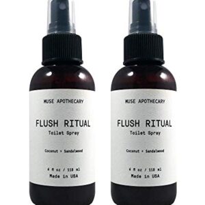 Muse Bath Apothecary Flush Ritual - Aromatic & Refreshing Toilet Spray, Use Before You Go, 4 oz, Infused with Natural Essential Oils - Coconut + Sandalwood, 2 Pack