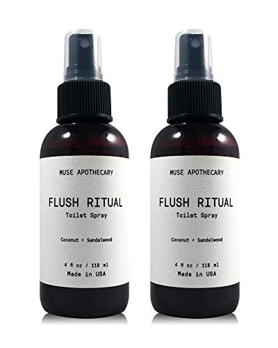 Muse Bath Apothecary Flush Ritual - Aromatic & Refreshing Toilet Spray, Use Before You Go, 4 oz, Infused with Natural Essential Oils - Coconut + Sandalwood, 2 Pack