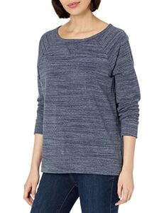 daily ritual women’s oversized terry cotton and modal high-low sweatshirt, navy, space dye, medium