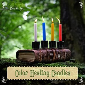 Spell Taper Candles Set for Witchcraft - 36 Colored Mini Ritual Chime Candle Sticks and 6 Black Holders - Supplies Tools for Prayer Meditation Metaphysical Wiccan Altar Chakra Healing Manifestation